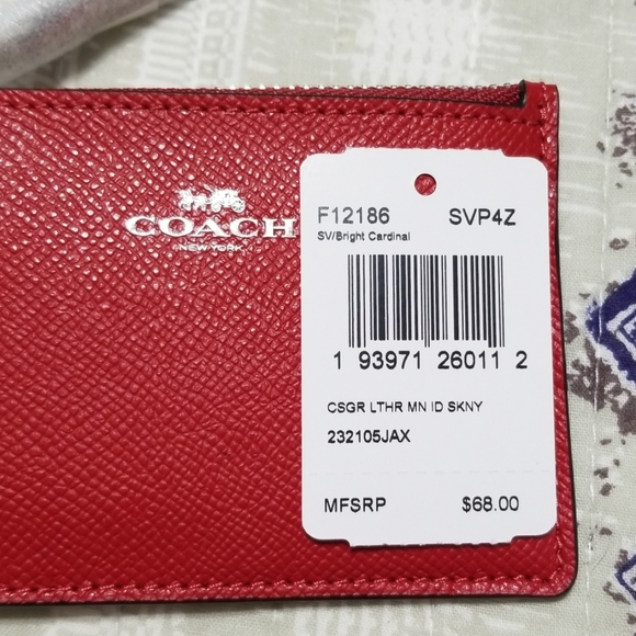Coach | Accessories | Coach F2186 Leather Mini Skinny Id Case Red Nwt ...